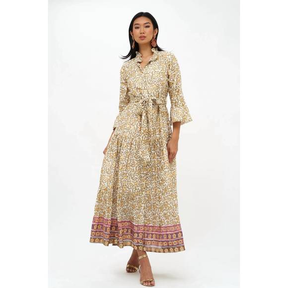 Oliphant | Dresses | New Oliphant Ruffle Collar Bell Maxi Dress In ...